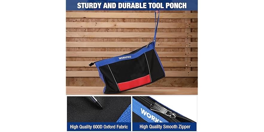 WORKPRO 2-Pack 12" Zipper Utility Tool Pouch