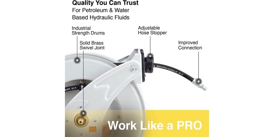 REELWORKS Grease-Hose-Reel Retractable 1/4" x 50'