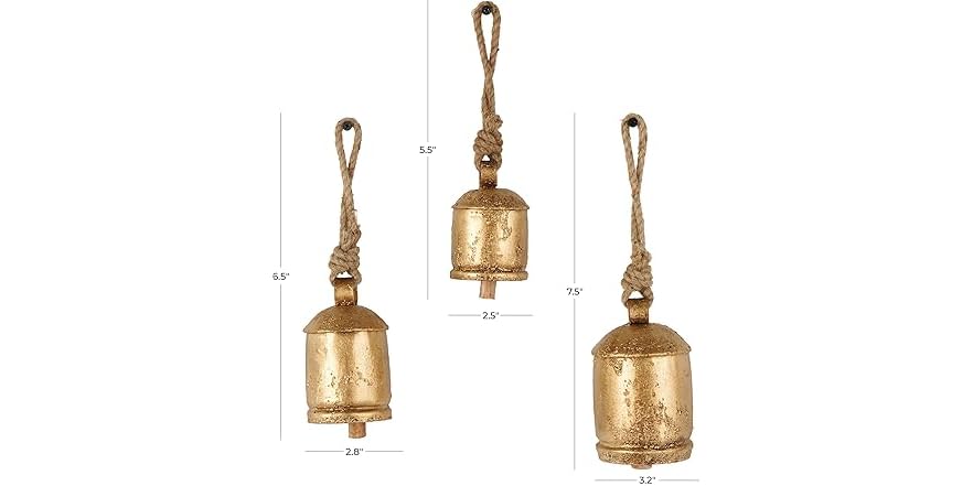 Deco 79 Metal Cow Bells Set of 3