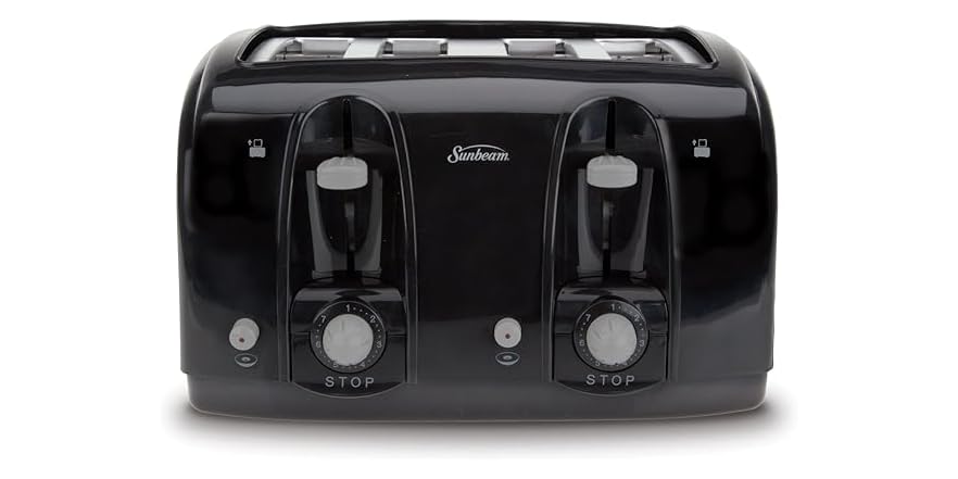 Sunbeam Wide Slot 4-Slice Toaster, Black