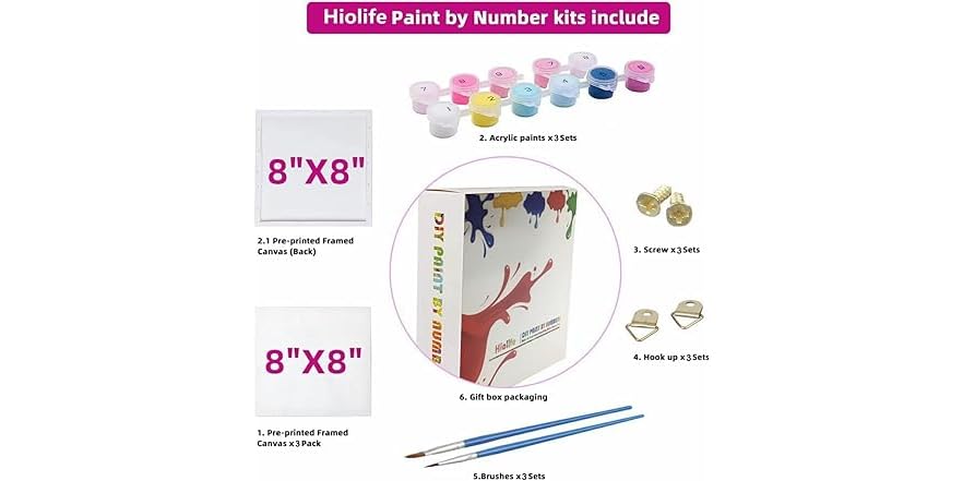 4 Pack Paint by Number Kits for Kids