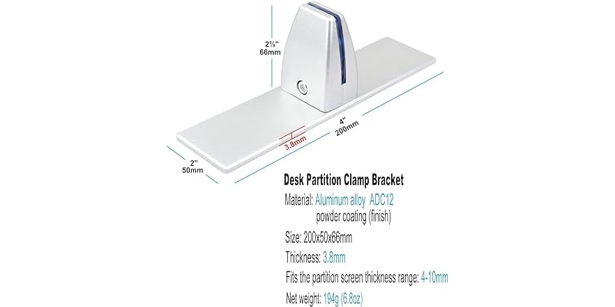 4 Pack T Shaped Desk Partition Clamps