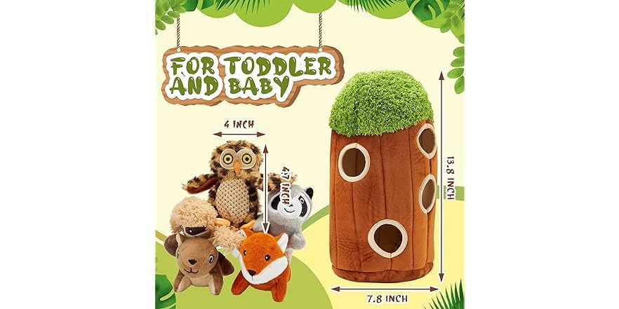 6 Pack Plush Treehouse Animals Set