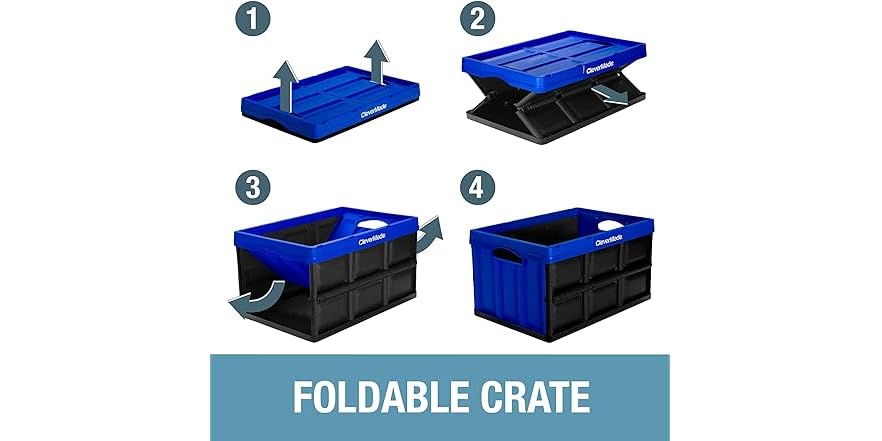 CleverMade 62L Collapsible Storage Bins 3 Pk Blue