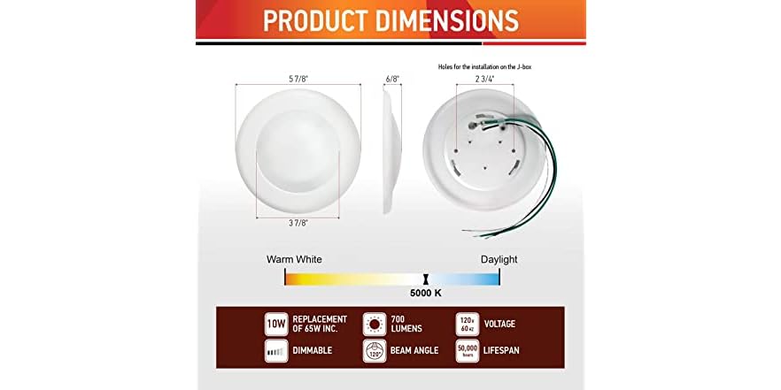 OSTWIN 4 Inch Dimmable Led Flush Mount