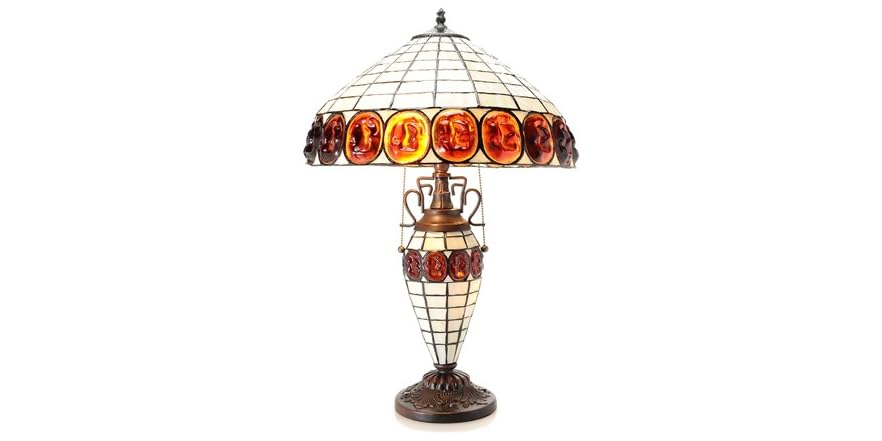 Double Lite Turtle Back Stained Glass Table Lamp