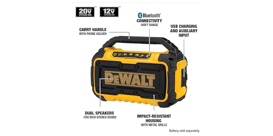 DEWALT DCR010 20V MAX Bluetooth Speaker
