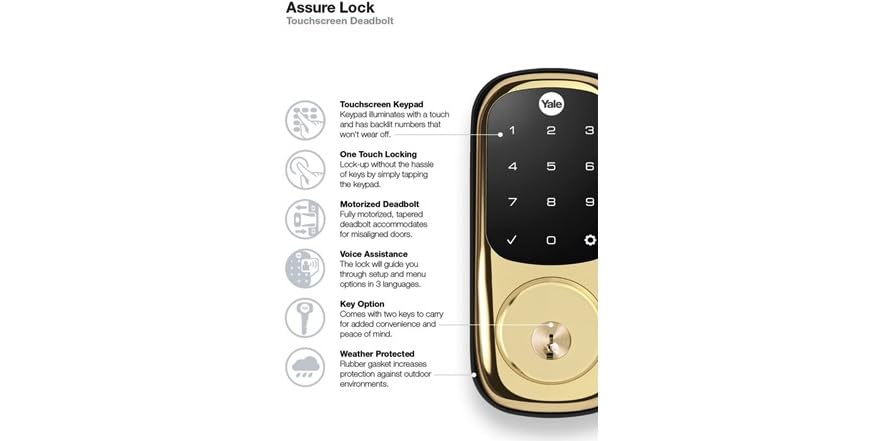 Yale Assure Smart Lock Touchscreen, Brass