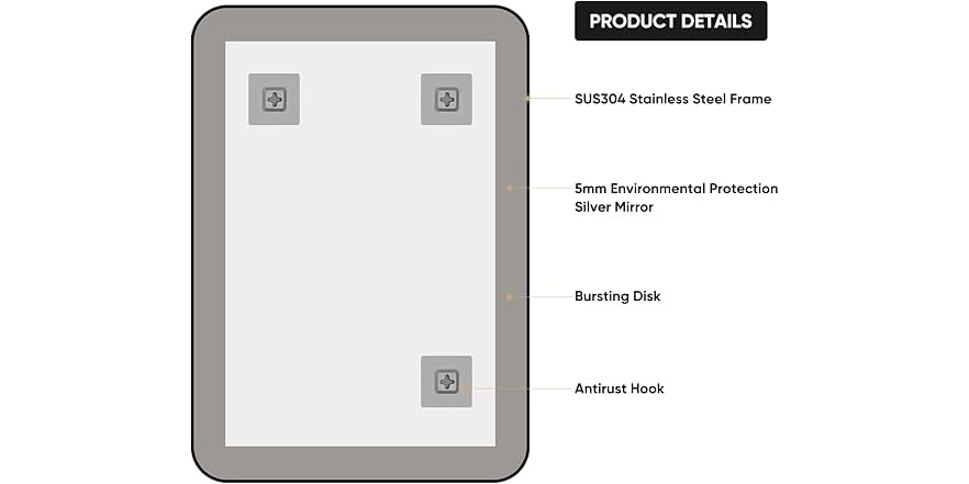 SNUGACE Black Metal Framed Mirror, 20” X 28”