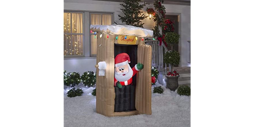 Gemmy Animated Inflatable Outhouse Santa