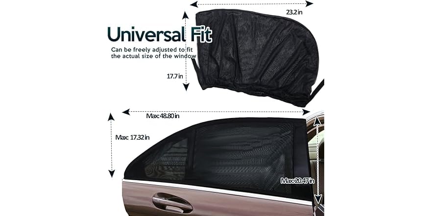 Zone Tech Side Window Stretchable Mesh Sunshade 2pk