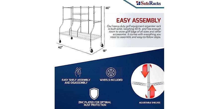 SafeRacks Golf Equipment Organizer Rack White