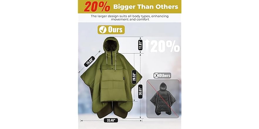 KingCamp Blanket Poncho Hooded Ultralight
