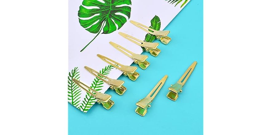 100pcs 1.4 Inches (3.5 cm) Golden Single Prong Curl Clips