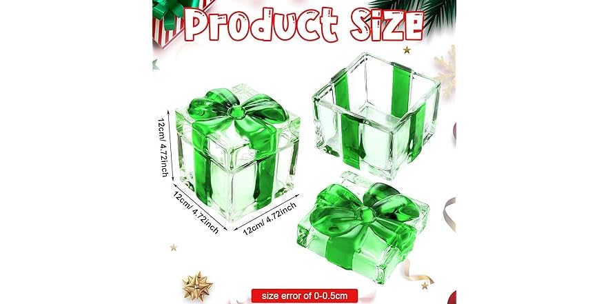 2Pc Ribboned Glass Cube Jar With Lid