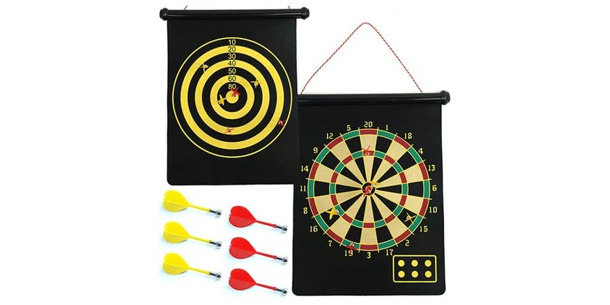 Magnetic Roll-up Dart Board and Bullseye Game with Darts