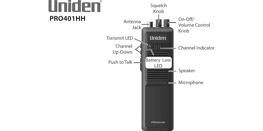 (NEW) Uniden PRO401HH Professional Series 40 Channel Handheld CB Radio