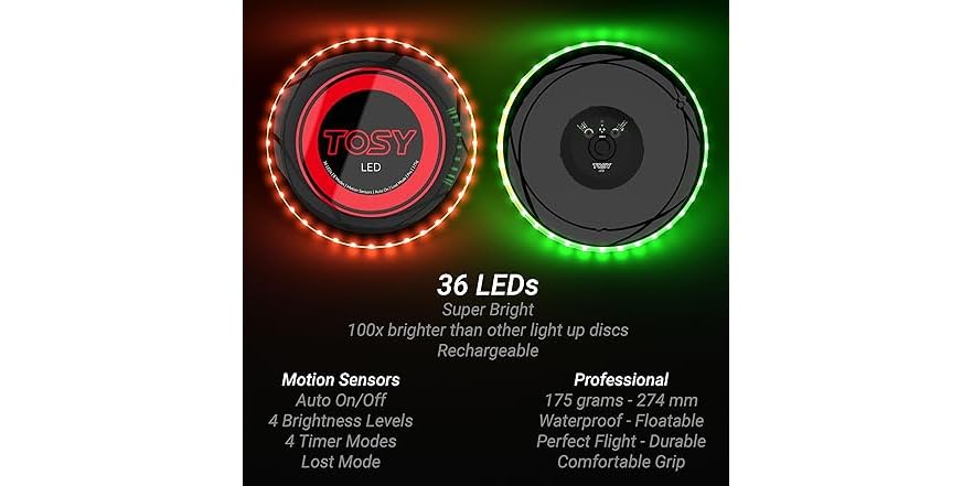 TOSY LED Flying Disc, 175g, Rechargeable