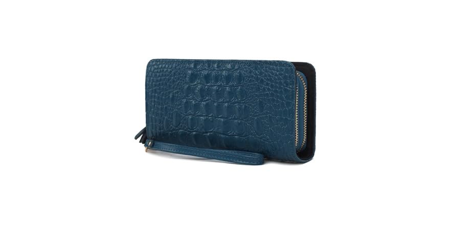 Eve Leather Crocodile Wristlet Wallet