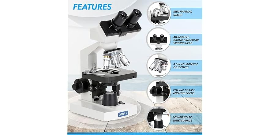 AmScope OMAX 40X-2000X Lab LED Binocular Compound Microscope