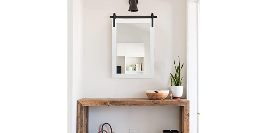 Clavie Rustic Farmhouse Mirror, White