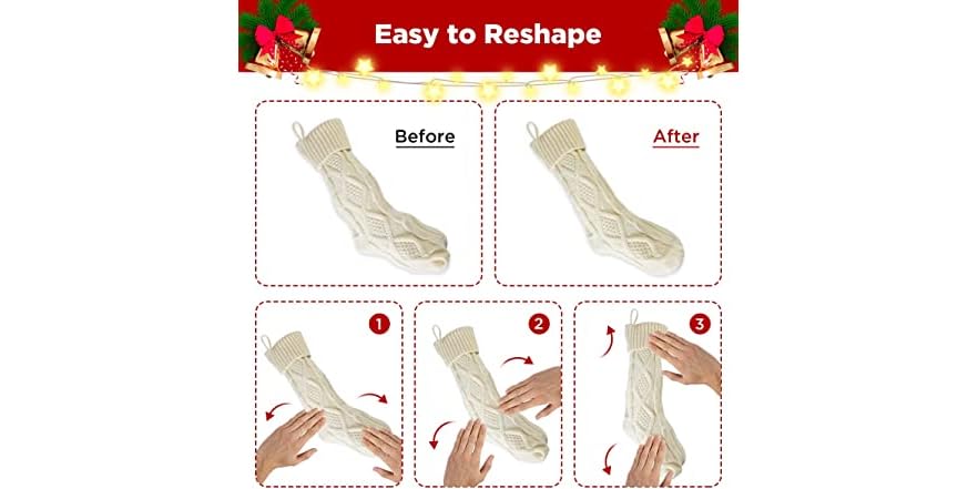 Maraawa Cable Knit Christmas Stockings, 4-Pack