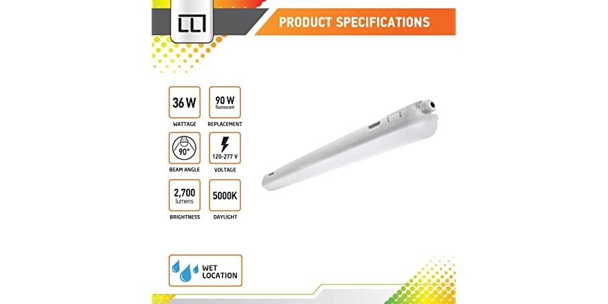 LLT 4FT LED Vapor Tight Light Fixture