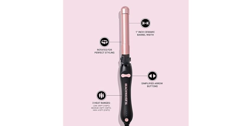 Beachwaver B1 Rotating Curling Iron in Midnight Rose