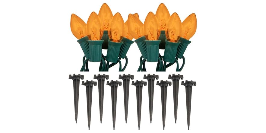 Electric Pathway Lights with 10 Orange Bulbs