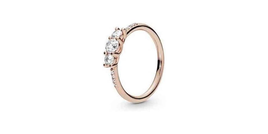 Pandora Three-Stone Ring in Pandora Rose