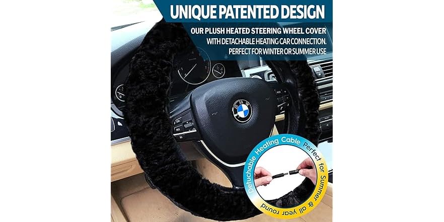 Sheepskin Heated Stearing Wheel Cover