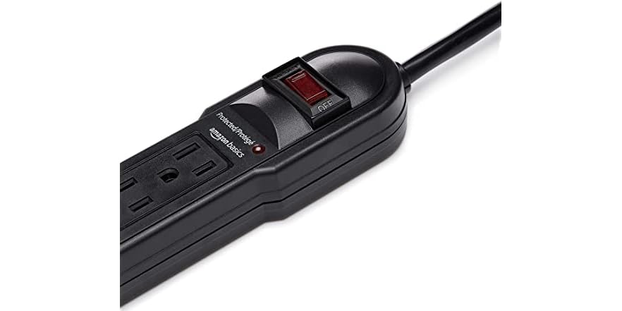 AmazonBasics 6-Outlet Power Strip, 6ft Cord, 790 Joule