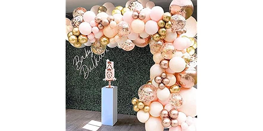 156PCS Pink Rose Gold Balloon Arch Kit