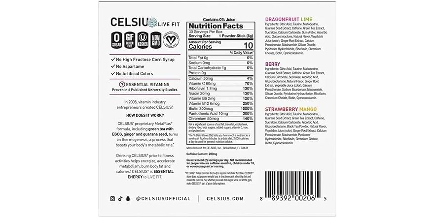 Celsius Energy Powder Sticks – Variety Pack of 30