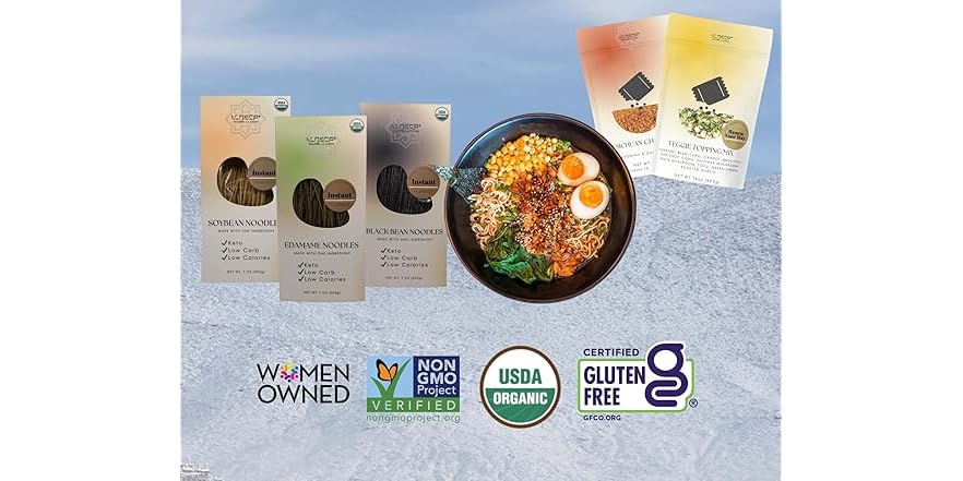 Superamen™ 6 pack Organic Edamame, Soybean, and Black Bean Ramen Noodles