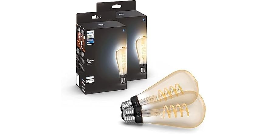 Philips Hue Smart 60W ST23 Filament LED Bulb, 2 Pack