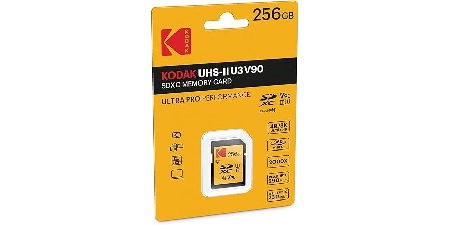 Kodak SDXC 256GB UHS-II U3 V90 Ultra Pro Memory Card