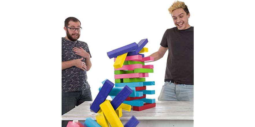 Multicolor Giant Wooden Stacking Game with Dice
