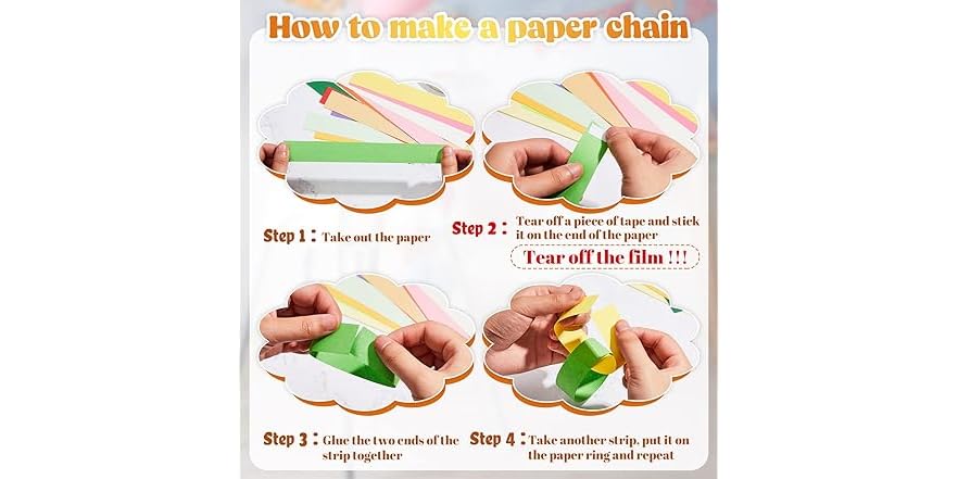 1000 Sheets Bright Paper Chain Strips