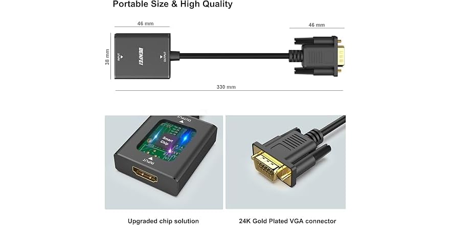2 Pack HDMI to VGA Monitor Adapter