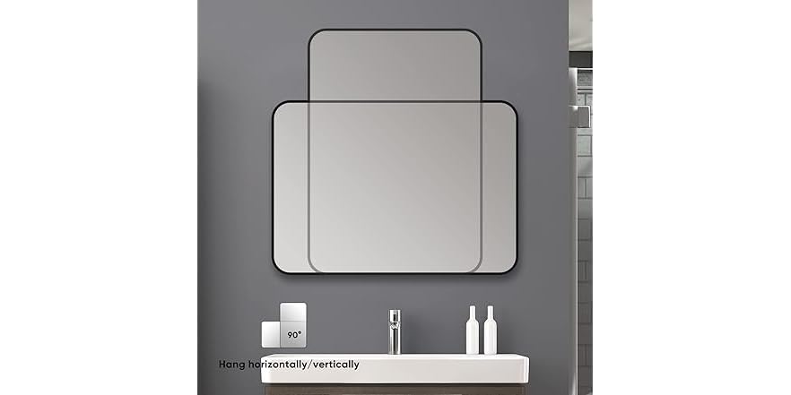 SNUGACE Black Metal Framed Mirror, 20” X 28”