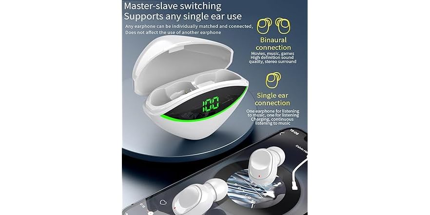 True Wireless Bluetooth Earbuds in-Ear Headphones Headset with Diamond ...