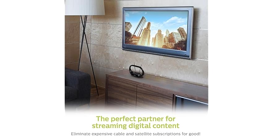 Philips Indoor TV Antenna Rabbit Ears for Local Channels