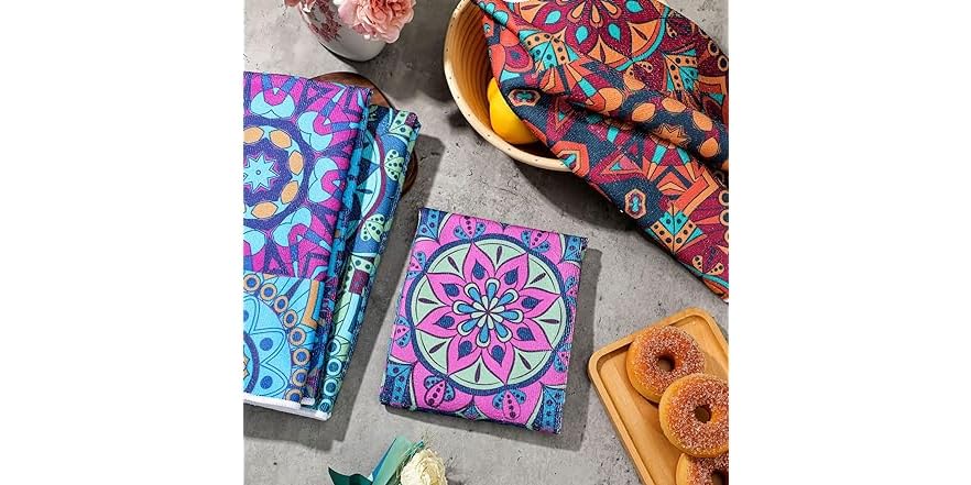 Set of 6 Mandala Kitchen Towels