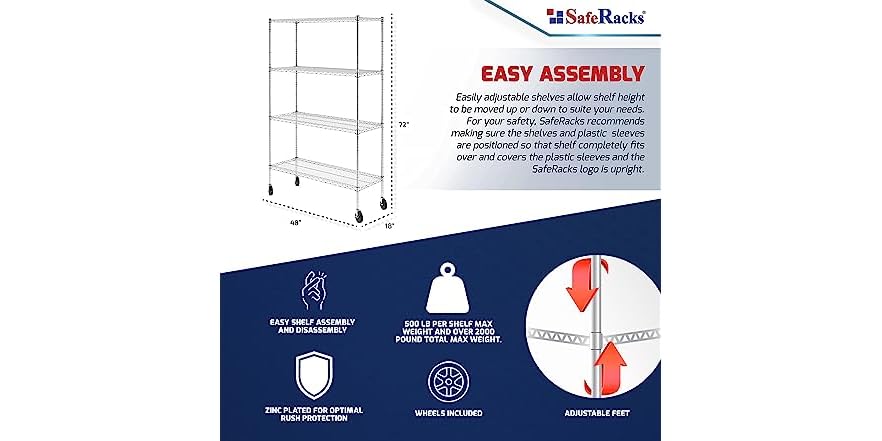 SafeRacks NSF Certified Storage Shelves Pick Size