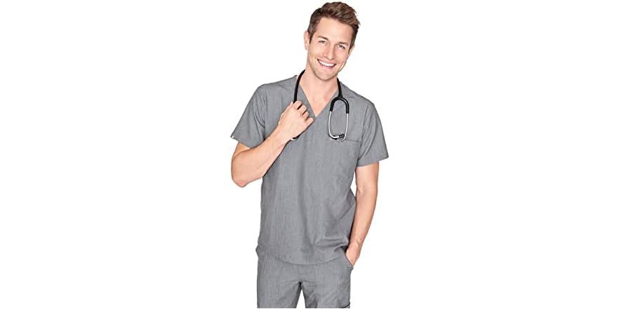 FIGS Scrubs Mens Chisec Top Graphite, M