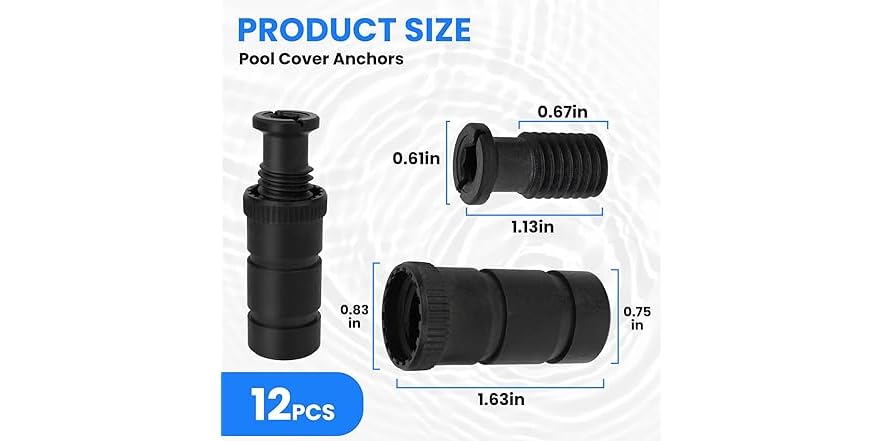 Pool Cover Anchors 12pk for Concrete