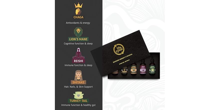 5 & 10 Pack Life Cykel Mushroom Extracts The Chaga Set
