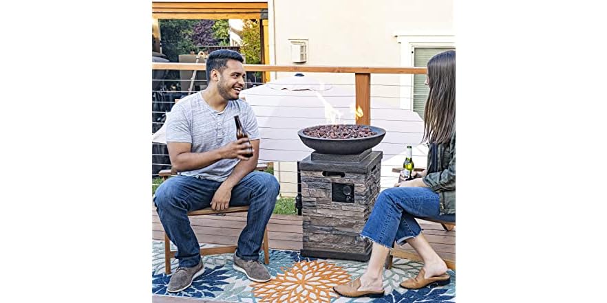 Realistic Look Firepit Heater Lava Rock