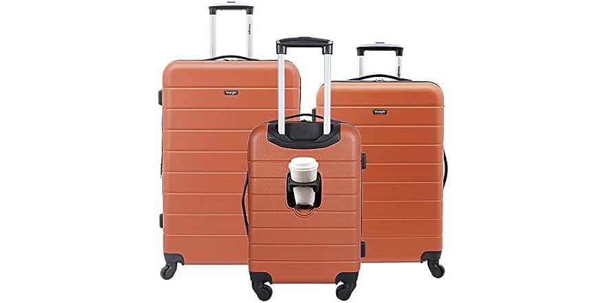 Wrangler Smart Luggage Set with Cup Hold